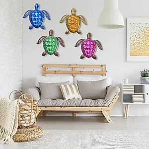 Surakey Metal Sea Turtle Wall Decor Sea Turtle Wall Art Decor Hanging Animal Ornament for Home Bedroom Living Room Office Garden Fences Aquarium Ocean Wall Decoration (Green)
