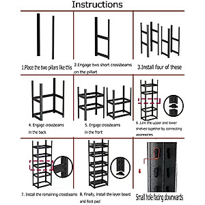 Boncun 5 Tier Utility Shelves Metal Storage Shelves Garage Shelving Unit Adjustable Garage Storage Shelves Storage Racks Heavy Duty Shed Shelving (Black, 5 Tier)