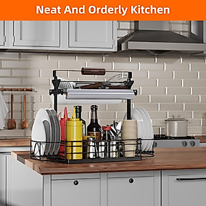 Grill Caddy BBQ Caddy with Paper Towel Holder Kitchen Organization Outdoor Camping Condiment Picnic Accessories Storage Organizer Easy to Disassemble Rv Barbecue Utensil Holder Upgraded Version