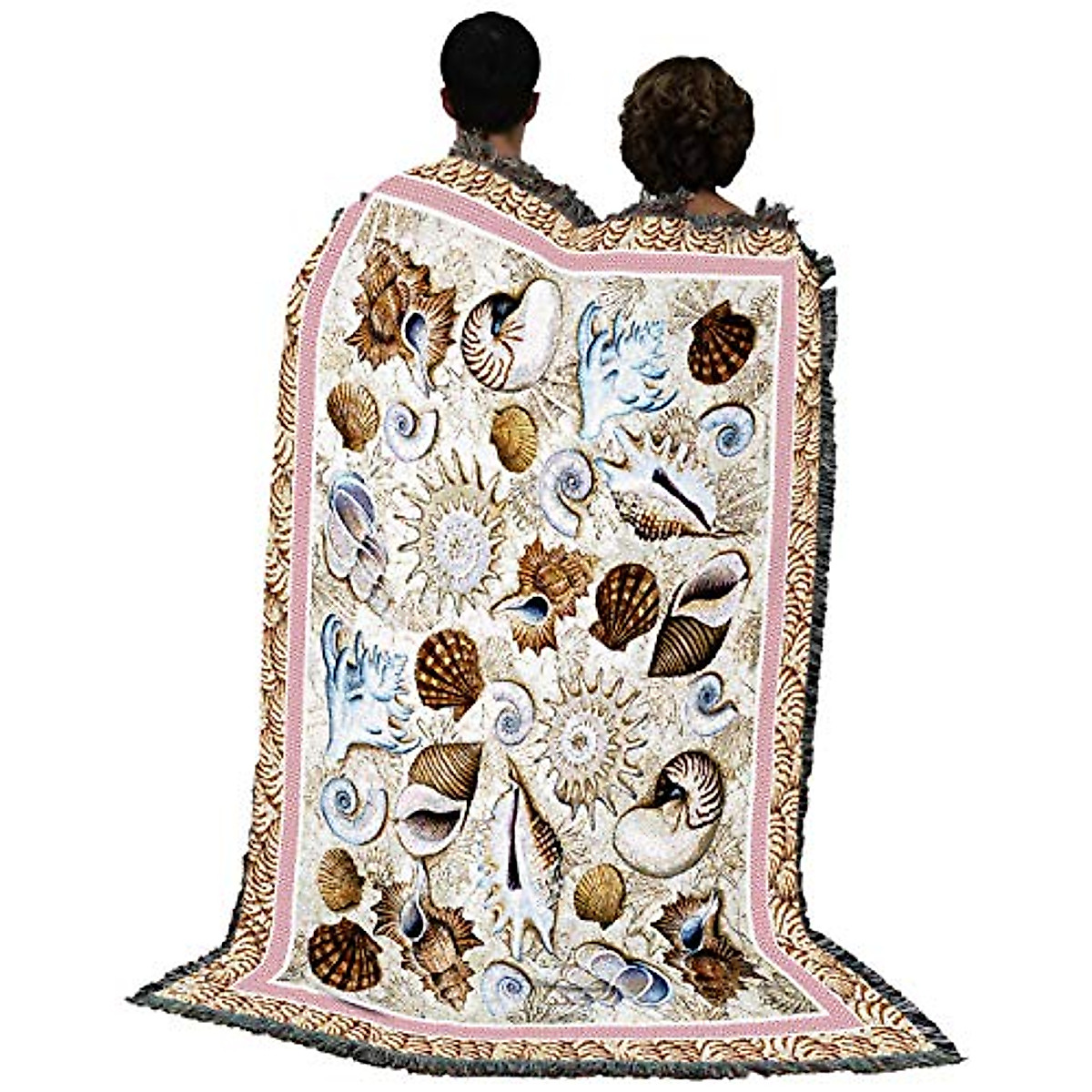 Pure Country Weavers Seashells Blanket by Elena Vladykina - Coastal Ocean Beach Gift Tapestry Throw Woven from Cotton - Made in The USA (72x54)