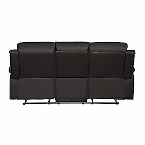 Homelegance Clarkdale Double Reclining Sofa with Drop Down Cup Holders, Br Brown