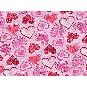 FlashPhoenix Quality Sewing Fabric - Patterned Heart Fabric Valentine's Day Glitter Love Romance Pink by The Yard 36 x 44 Inch