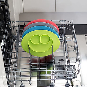 ezpz Mini Mat for 12 Months+ (Blue) - 100% Silicone Placemat + Plate with Suction for Infants + Toddlers - Supports Baby-Led Weaning - for Highchair, Dining Table and Travel