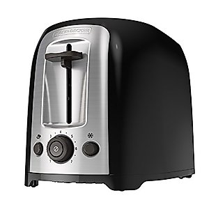 BLACK+DECKER 2-Slice Extra Wide Slot Toaster, Classic Oval, Black with Stainless Steel Accents, TR1278B