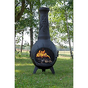 The Blue Rooster Sun Stack Chiminea Outdoor Fireplace - Wood Burning Cast Aluminum Deck or Patio Firepit
