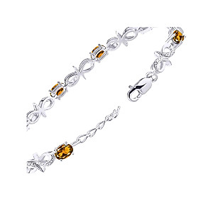 Rylos Bracelets for Women 925 Sterling Silver Infinity Tennis Bracelet Gemstone & Diamonds Adjustable to Fit 7"-8" Wrist, 9 Gorgeous 6X4MM Citrine Jewelry for Women Friendship Bracelets