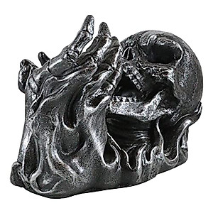 Ebros Dead Rising Skull Hell's Booze Flame Skeleton Wine Holder Figurine 11.25" L Halloween Party Hosting Centerpiece Decor