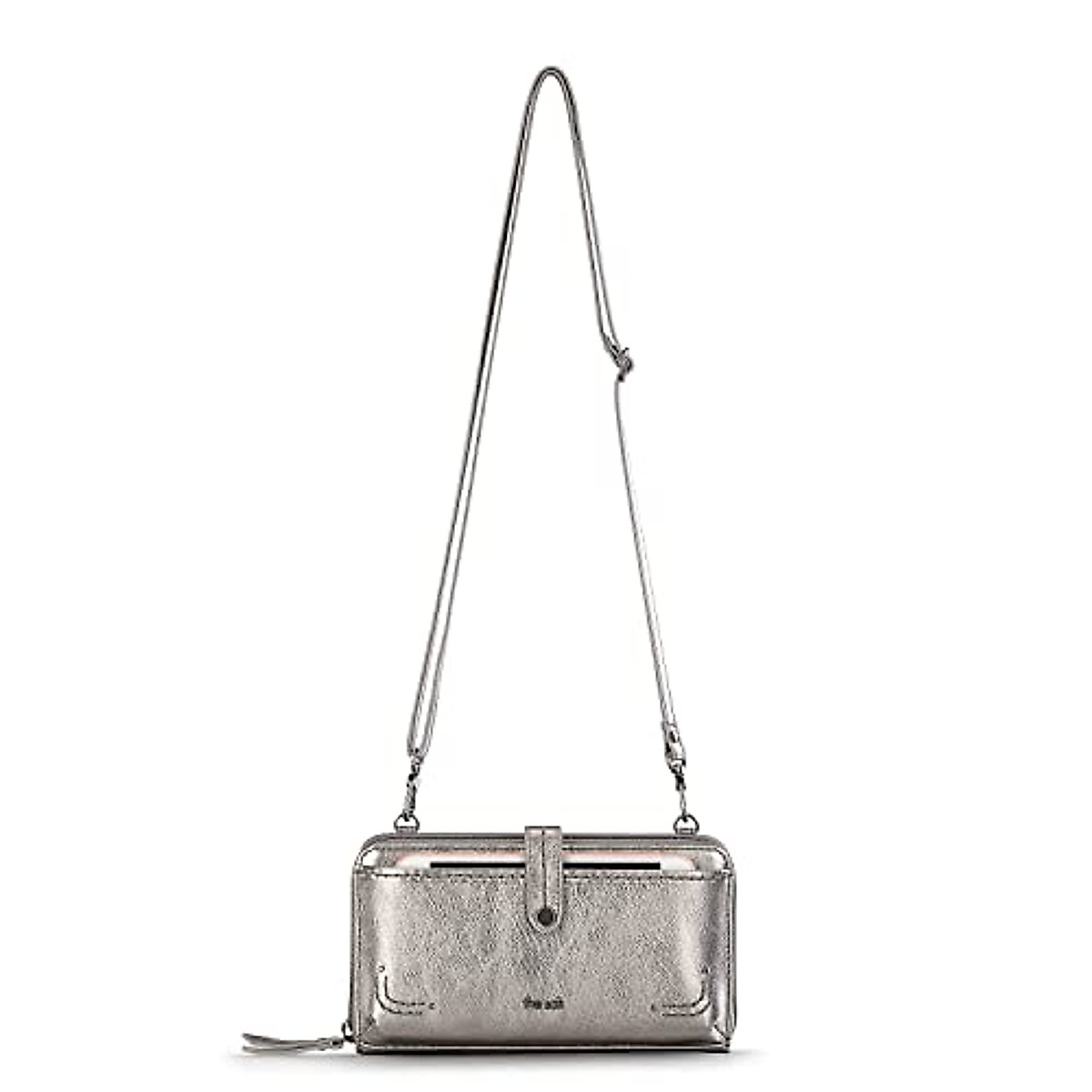 The Sak Iris Large Smartphone Crossbody Bag in Leather, Convertible Wristlet Purse Design, Pyrite