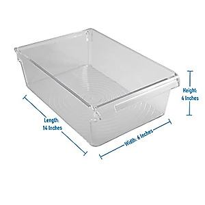 Kitchen Details 2 PK Stainless Lip Fridge & Freezer Organizer, Kitchen, Countertops, Cabinets, Pantry, Large 2 Pack Refrigerator Storage Bins, Super Clear