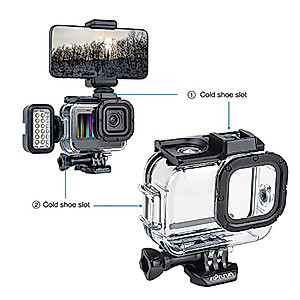 SOONSUN Waterproof Case for GoPro Hero 11 Black/Hero 10 Black/Hero 9 Black, 60M Underwater Protective Dive Housing Case with Cold Shoe Mount Adapter for GoPro Hero 11 10 9 Black Action Camera