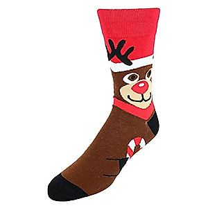 CTM® Men's Rudolph Christmas Novelty Socks, Brown
