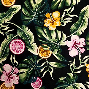 Texco Inc Poly Spandex Floral Conversational Prints DTY Brushed 4 Way Stretch Fabric, Black Pink 1 Yard