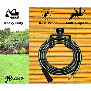 JBscoop Garden Hose Holder - Heavy Duty Hose Hanger, Wall Mounted Water Hose Holder for Outdoor/Indoor Use in Yard, Metal Durable Hose Hooks, Ideal for Water Hose Storage