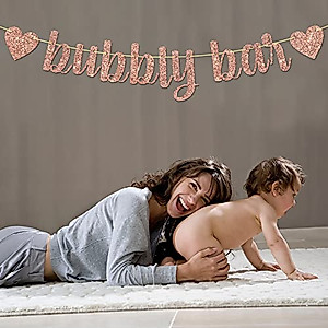 Rose Gold Glitter Bubbly Bar Banner, Bachelorette Party Decorations, Birthday, Wedding, Engagement Party Supplies