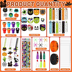 Chrisfall 242 Pcs Halloween Trick or Treat Party Favors Halloween Stationery Set Trick or Treat Gifts Bulk Halloween Goody Bag Fillers Stuffers for Classroom Prizes Trick or Treat Party Supplies