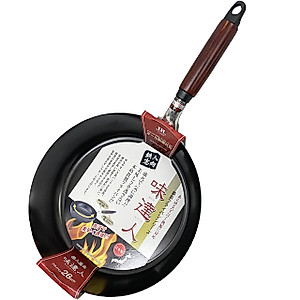 HOKURIKUALUMI Frying Pans Nonstick Iron Egg Pan Skillet Cookware Japanese Pans for Cooking Easy to Clean with Natural Wood Handle Made in Japan (Color: Black, 10 inches)