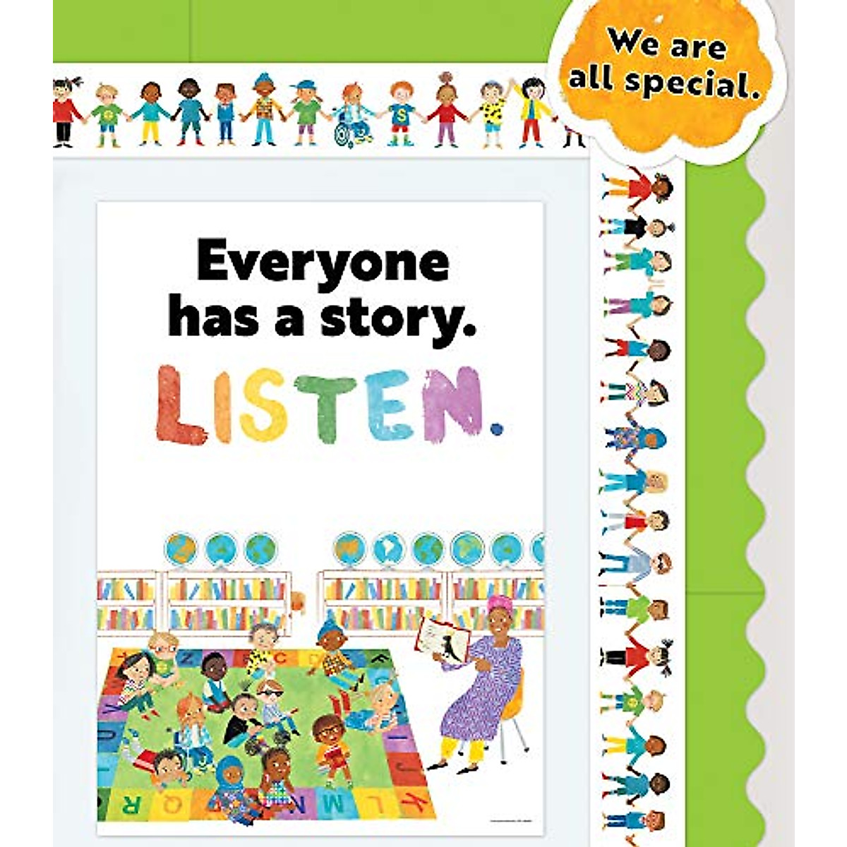 Carson Dellosa Education All Are Welcome Everyone Has a Story Poster—Motivational Wall Art or Bulletin Board Decor, Inspirational Classroom, Office, Homeschool Decorations (13.37" x 19")
