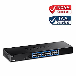 TRENDnet 24-Port Gigabit Switch, TEG-S25, 24 x Gigabit RJ-45 Ports, 48Gbps Switching Capacity, Fanless Design, Metal Enclosure, Internal Power Supply, Lifetime Protection, Black