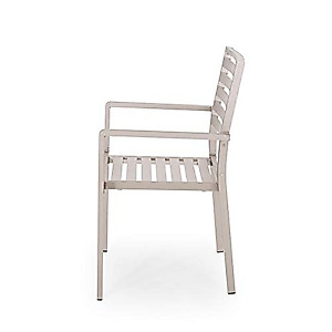 Daisy Outdoor Modern Aluminum Dining Chair (Set of 2), Silver