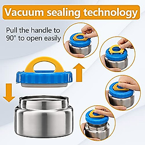 PIQUEBAR 8 Ounce Kids Thermo For Hot Food Vacuum Soup Thermo Insulted Food Jar, Lunch Container for School, Travel, Stainless Steel (8oz Blue)