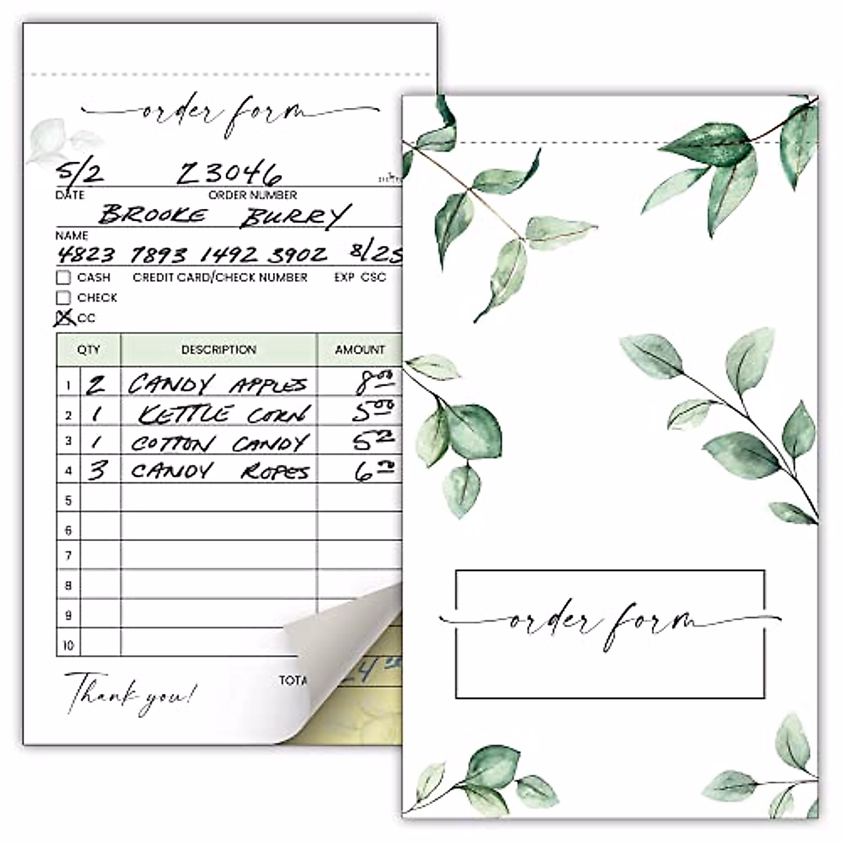 Beautiful Order Form Book for Small Businesses - Aesthetic and Easy to Use Receipt Pad - The Perfect Business Supplies That Helps You and Your Happy Clients to Stay Organized