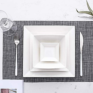 Porlien 24-Piece Classic Square Dinnerware Set for 6, Off White