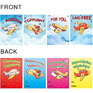 Valentine Gift Cards with Foam Airplanes for Kids Classroom Gift Exchange Valentines Party Favor Toys 28 Pack