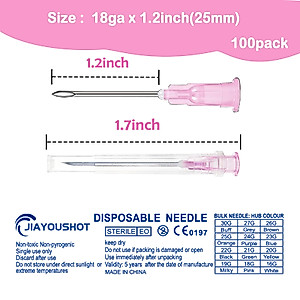 100Pack -18Ga 1inch(25mm) Dispensing Needle,Individual Package of Injection Syringe Accessories with Luer Lock,Suitable for Refilling Liquid, Inks,Livestock and Industry(1.2*25mm)…