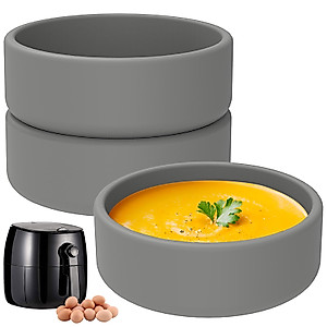 3Pcs Silicone Air Fryer Egg Mold, 4-Inch Reusable Nonstick Egg Bites Pan-Alternative to Microwave Egg Cooker/Sous Vide Egg Bite Maker,BPA Free,Dishwasher Safe,Air Fryer Accessories(Grey,3pcs)