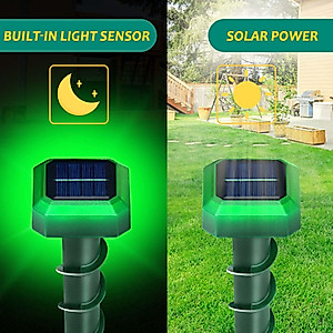 2024 2 Pack Solar-Energy Mouse Repellent with Screw-Shape Stakes Outdoor, Ultrasonic Mole Repellent for Lawn, Yard, Farmland, Keep Voles, Chipmunks, Squirrels, Snakes, Armadillos, Groundhogs Away