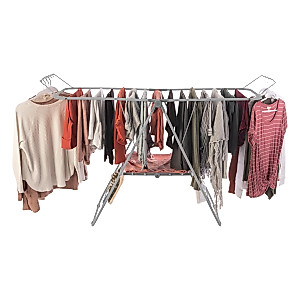 Everyday Home Clothes Drying Rack - Indoor/Outdoor Portable Laundry Rack for Clothing, Towels, Shoes - Collapsible Clothes Stand (Brushed Silver)