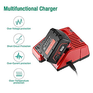 FirstPower 6.0Ah 18V M-18 Battery & Charger - Compatible with Milwaukee M-18 48-11-1852 18V Lithium XC Cordless Power Tools & Charger for M12 M14 M-18 Li-ion Battery