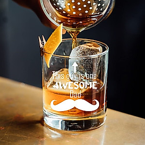 Perfectinsoy This Guy Is One Awesome Dad Whiskey Glass, Funny Birthday Gifts for Papas, Grandad, Grandfather and Stepfathers, Best Father Ever Gifts, Dad’s Birthday Gifts