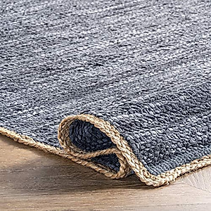 nuLOOM Koda Solid Leather Flatweave Runner Rug, 2' x 6', Blue