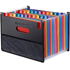 24 Pocket Expanding File Folder with Cloth Edge Wrap, Letter Size Organizer Expandable Accordion A4 Files Bag