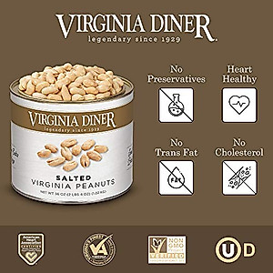 Virginia Diner - Gourmet Natural Extra Large Salted Virginia Peanuts, 36 Ounce
