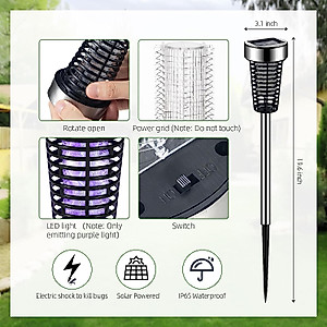4 Pcs Solar Bug Zapper Outdoor 2024 Gnat Zapper Mosquito Killer for Bug Gnat Fly Small Flying Insect, Professional Bug Lights for Outside, Waterproof Mosquito Repellent for Patio Yard Farm Garden