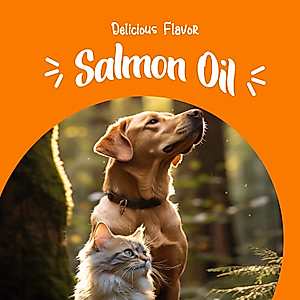 Wild Alaskan Salmon Oil for Dogs & Cats Omega 3 Skin & Coat Support, Liquid Food Supplement for Pets, EPA + DHA Fatty Acids for Joint Function, Immune & Heart Health, Fish Oil Supplements for Dogs