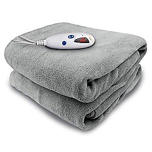Biddeford Blankets Micro Plush Electric Heated Blanket with Digital Controller, Throw, Grey