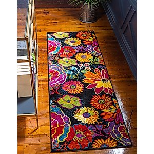 Unique Loom Lyon Collection Area Rug - Kennedy (2' 7" x 10' Runner, Black/ Green)