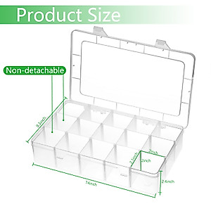 Bluedale 15 Grids Clear Craft Organizer Storage Box, Plastic Bead Container Organizers with Adjustable Dividers, Compartment Organizer Box for Art DIY, Jewelry, Earring, Screw, Small Parts