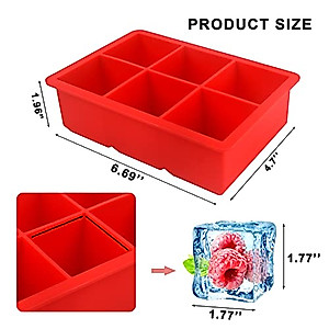 FIVETAS Super Thickness Silicone ice tray .Large Size 6 Ice Cube Trays with Lid which is Spill-Resistant and Removable.BPA Free and Reusable.Ice Cube Trays for Cocktails,Whisky,Freezer