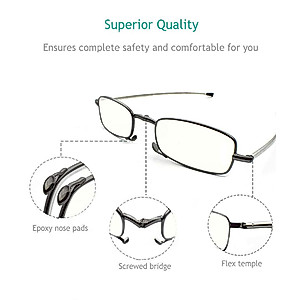 sevenplus 2 Pack Reading Glasses Blue Light Blocking, Anti UV Glare, Foldable Computer Spring Hinge Readers for Women Man 2.0X