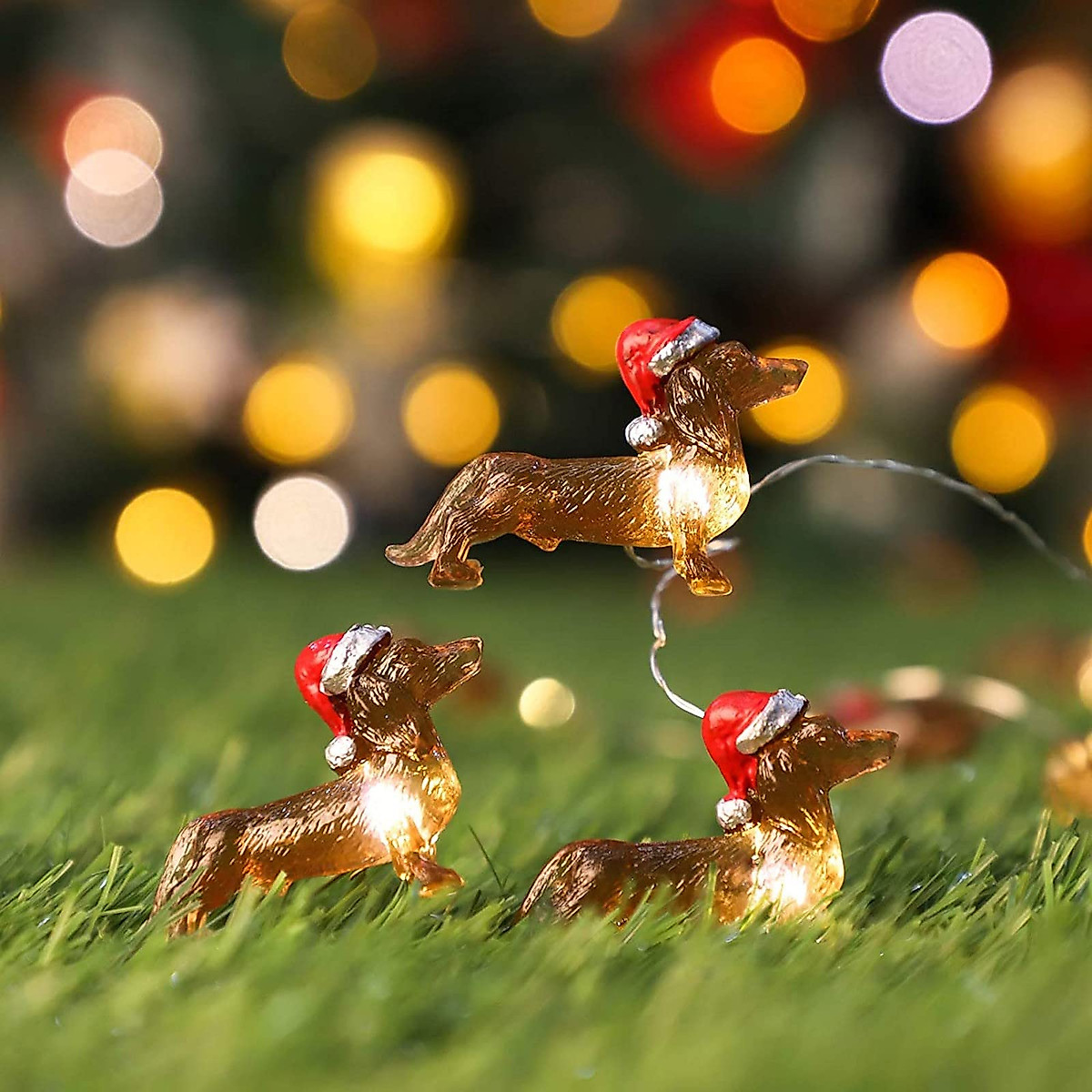 Ball Christmas Lights for Outside Puppy String Lights LED Battery Operated and Powered Fairy Lights Pet Theme Decoration Suitable for Indoor Wedding Birthday Party Wire Christmas (White, One Size)