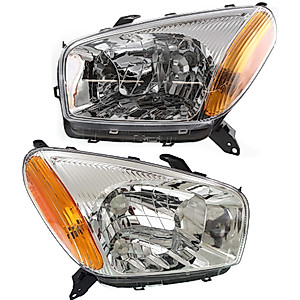 Evan Fischer Headlight Set Compatible with 2001-2003 Toyota RAV4 Left Driver and Right Passenger Side Halogen With bulb(s)
