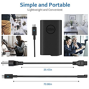 65W USB-C Laptop Charger Compatible for Dell Latitude 7410 7420 7400 5520 7320 5420 5320 5300 5285 5290 2in1,XPS 13 9350 9370 9360 9300 9305 9310 7390, Chromebook 3380 5190 Type C Fast Charging