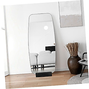 IMIKEYA Full Length Mirror Stand, Wooden Floor Mirror Base Dressing Mirror Holder Support Picture Frame Rack Wood Artwork Display Bracket for Bedroom Living Room Black