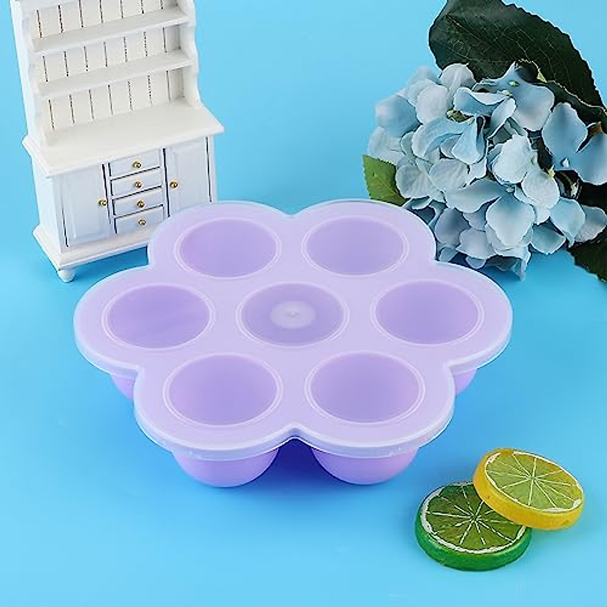 YYQTGG Food Freezer Mold, Ice Trays with Lid Food Freezer Container Food Freezer Tray New(Purple)