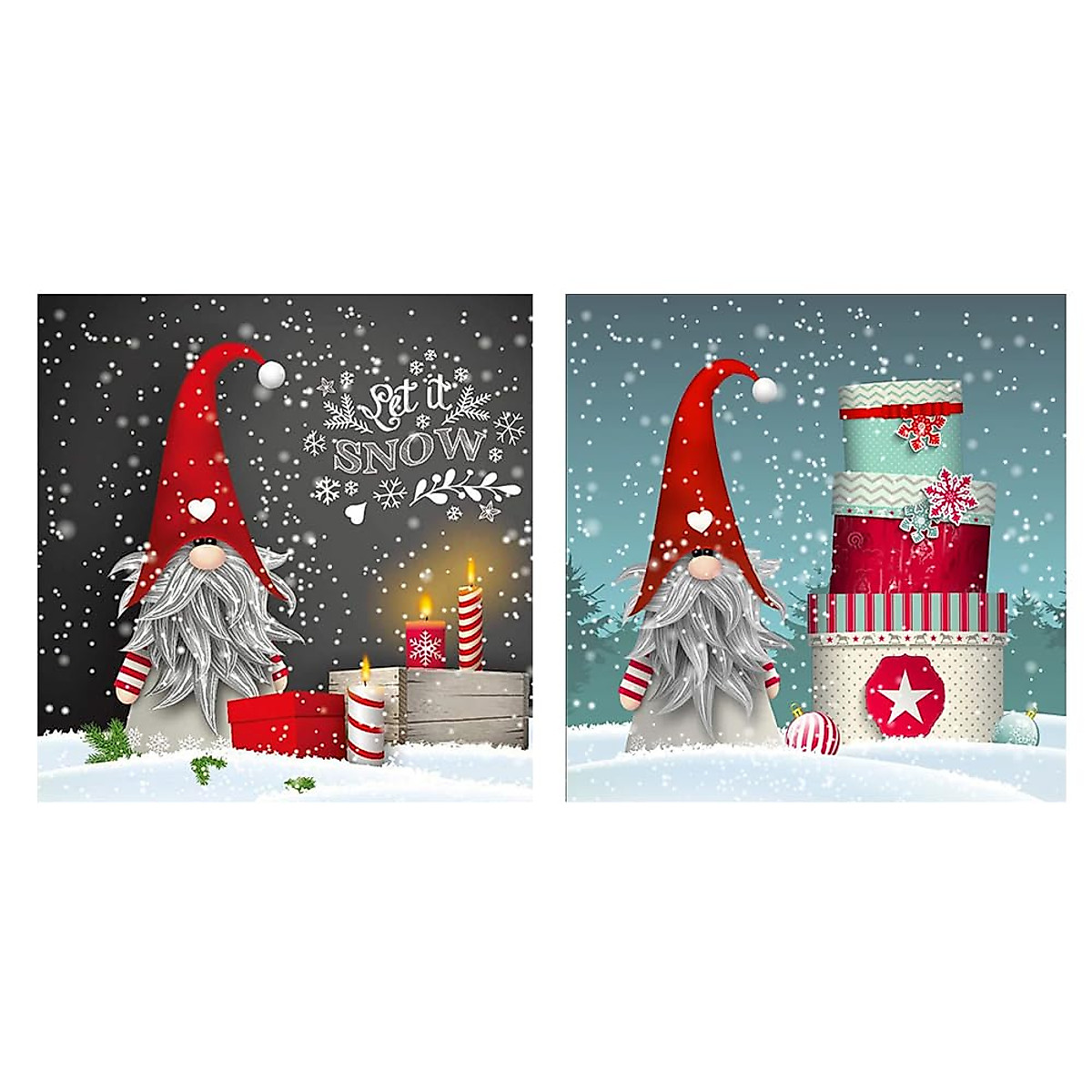 OFRKE 2-Piece Christmas Diamond Painting Kits for Adults,Gnomes Diamond Art Full Drill Round Gem Art 5D Diamond Dots Suitable Home Wall Decor 12"x12"