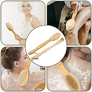 Back Scrubber for Shower, Body Brush & Back Scratcher Set with Long Handle for Adult Men Women, Bath Dual-Sided for Wet or Dry Brushing, Exfoliating Skin.